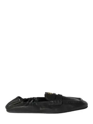 Miu Miu Ruches Nappa Leather Loafers - Black