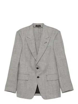 TOM FORD Herringbone-pattern Wool Blend Blazer - Black