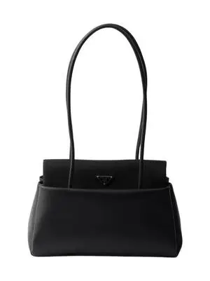 Prada Passage Medium Leather Bag With Re-nylon Flap - Black