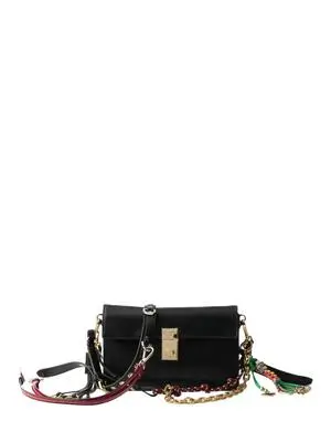 Prada Soft Sound Small Leather Shoulder Bag With Charms - Black