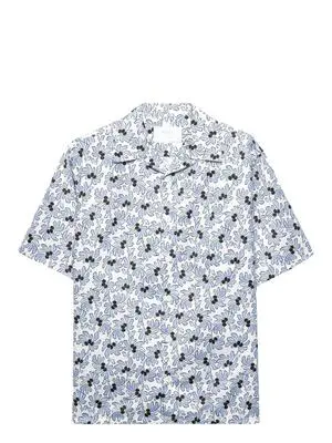 Prada Freesia-print Cotton Blend Bowling Shirt - Blue