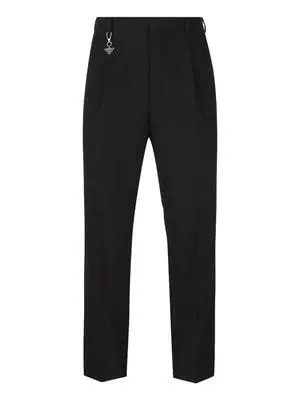 Prada PRADA Charm-Detail Cotton Tapered Trousers Black