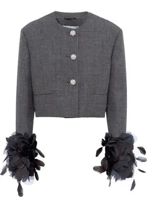 Prada Cropped Jacket With Feather - Multicolor