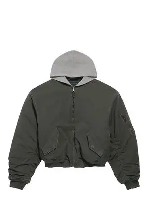 Balenciaga Hooded Standard Canvas Bomber Jacket - Gray