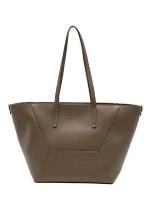 Brunello Cucinelli Leather Tote Bag With Pouch - Brown