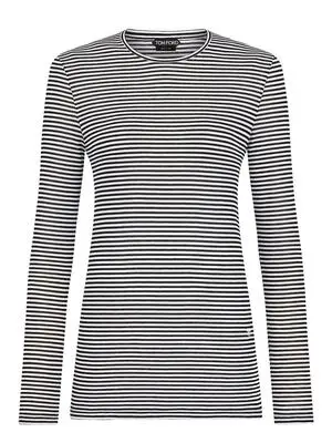TOM FORD Striped Long-sleeve T-shirt With Embroidered Logo - Black