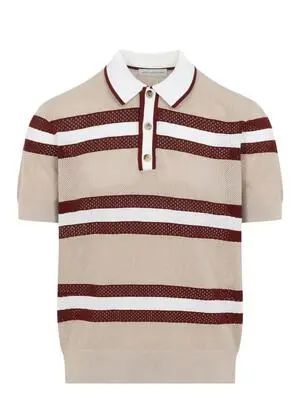 Dries Van Noten Dries Van Noten Men Mercy Viscose Mesh Tricolor Striped Polo Shirt Multicolor