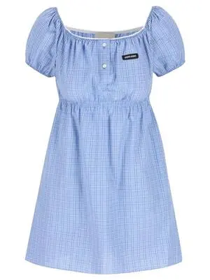 Miu Miu Plaid-pattern Popeline Mini Dress - Blue