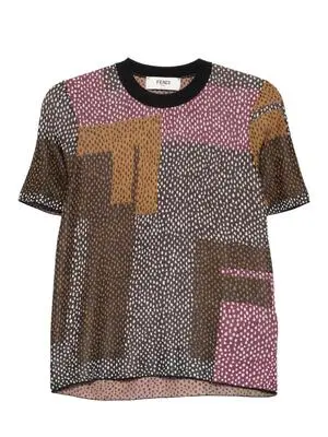 Fendi Peppered-motif Short-sleeved Jumper - Brown