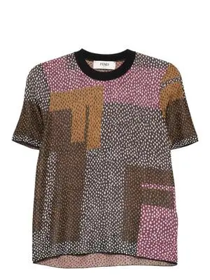 Fendi Peppered-motif Short-sleeved Jumper - Brown