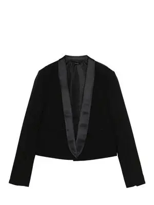 TOM FORD Bi-color Single Breasted Shawl Lapel Cropped Tuxedo Jacket - Black
