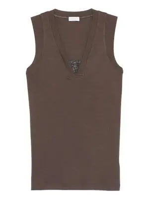 Brunello Cucinelli Stretch Cotton Tank Top - Brown
