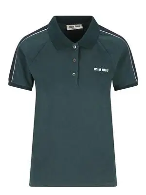 Miu Miu Cotton Jersey Polo Shirt - Green