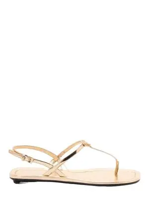 Prada PRADA Patent Leather Flat Thong Sandals Silver