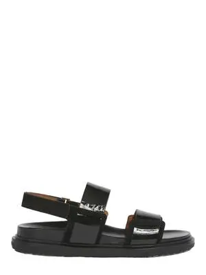 Marni Fussbett Double-Strap Leather Sandals Black