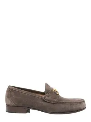 Valentino Garavani VALENTINO GARAVANI V Logo Plaque Suede Loafers Gray