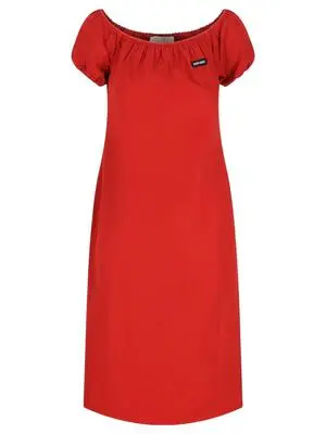 Miu Miu Cotton Poplin Midi Dress - Red