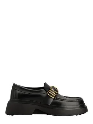 TOD'S Leather Chunky Loafers With Metal Buckle And Rings - Black