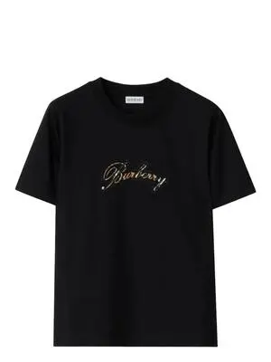 Burberry BURBERRY Cursive Logo Cotton T-Shirt Black