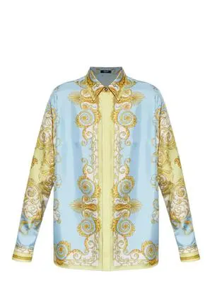 Versace Baroque-printed Silk Shirt - Blue