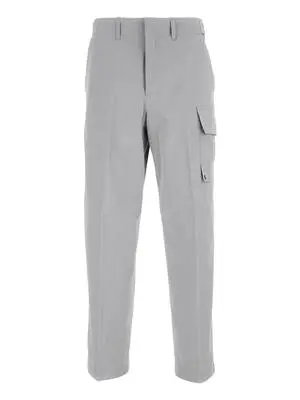 Fendi Gabardine Cargo Trousers With Large Patch Pocket - Gray