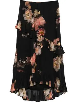 Zimmermann Gonna Midi Asimmetrica Hypnotic - Black