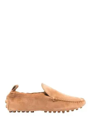 TOD'S Gommino Curled Suede Loafers - Brown