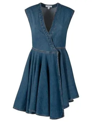 Alaïa Deep Stone Denim Wrap Dress - Blue