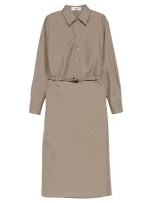 Fendi Poplin Belted Shirt Dress - Multicolor