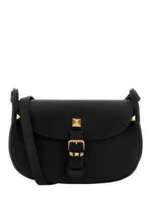 Valentino Garavani Leather Flaneuse Crossbody Bag - Black
