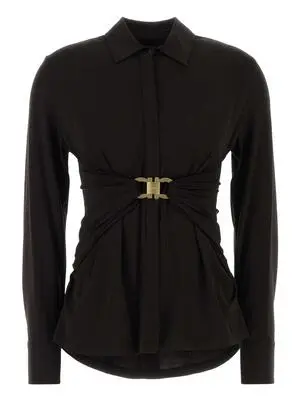 FERRAGAMO Stretch Viscose Shirt - Brown