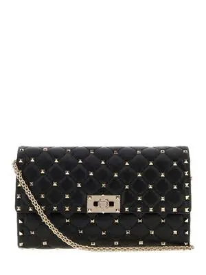 VALENTINO Valentino Garavani Women Black Nappa Leather Rockstud Spike Clutch
