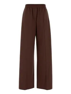Brunello Cucinelli Stretch Wool Blend Wide-leg Pant - Brown