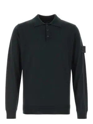 Stone Island Wool Polo Shirt - Black