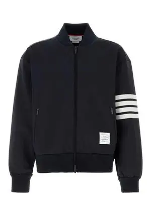 Thom Browne Thom Browne Men Midnight Blue Stretch Viscose Blend Bomber Jacket Blue