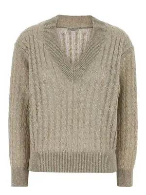 Brunello Cucinelli Linen Blend Sweater - Gray