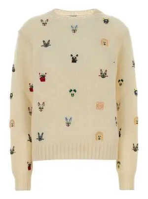 Loewe Cream Wool Blend Sweater - Yellow