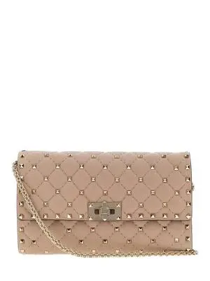 Valentino Garavani Antiqued Nappa Leather Rockstud Spike Clutch - Pink
