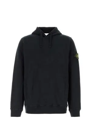 Stone Island Cotton Hooded Sweatshirt - Black