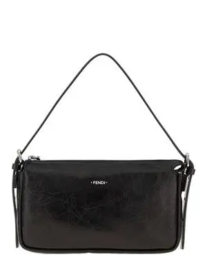 Fendi Leather Mall Handbag - Black