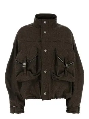 Attico Embroidered Wool Blend Bomber Jacket - Multicolor