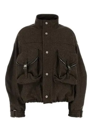 Attico Embroidered Wool Blend Bomber Jacket - Multicolor