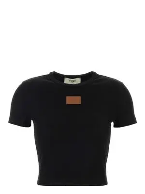 Fendi Stretch Cotton T-shirt - Black