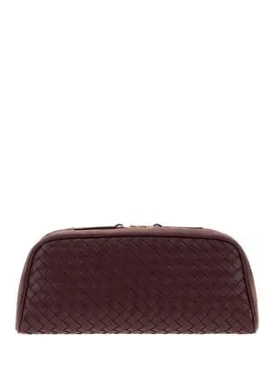 Bottega Veneta Leather Large Nodo Clutch - Purple