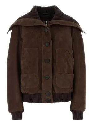 Attico Suede Bomber Jacket - Brown