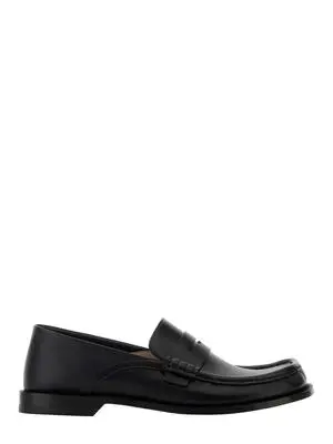 Loewe Leather Campo Flap Loafers - Black