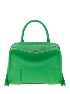 Loewe Grass Leather Small Amazona Handbag - Green