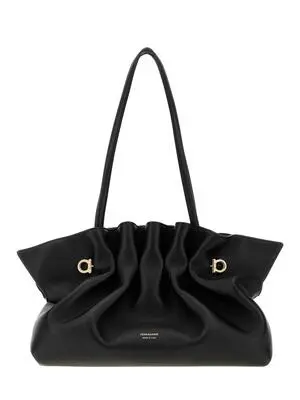 FERRAGAMO Leather Shoulder Bag - Black