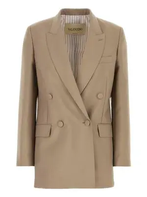 Valentino Garavani Cappuccino Mohair Blend Blazer - Brown