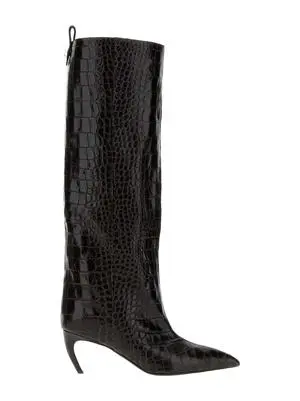 Attico Leather Knee High Boots - Brown